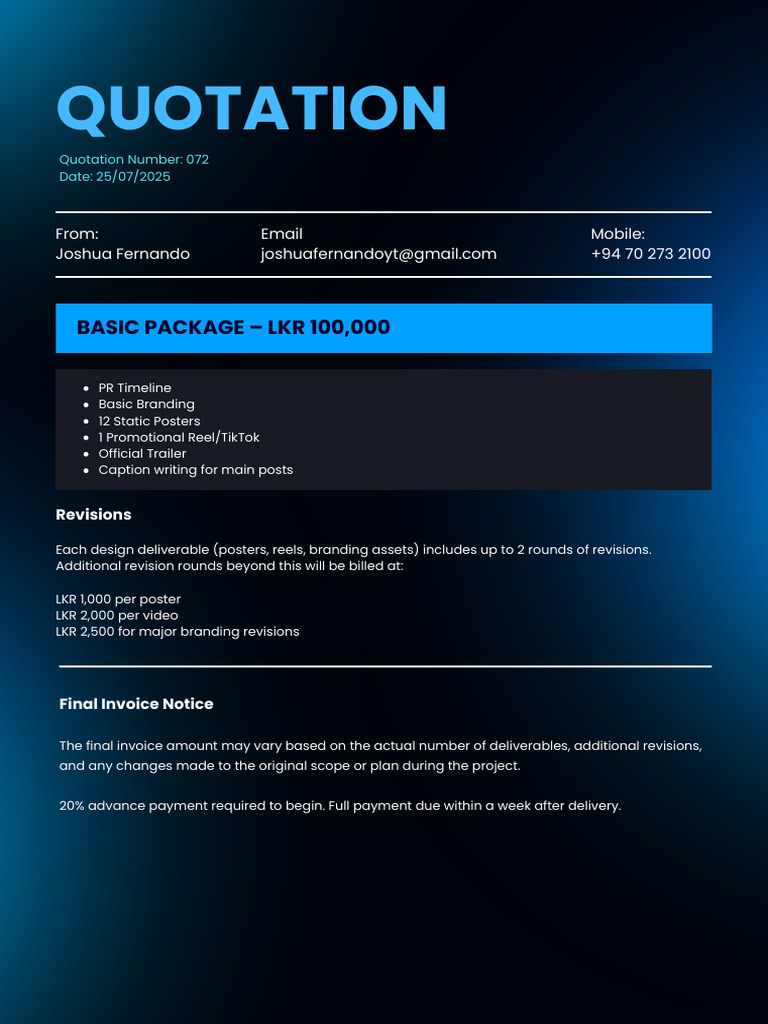 Branding Package Quotation Details | PDF