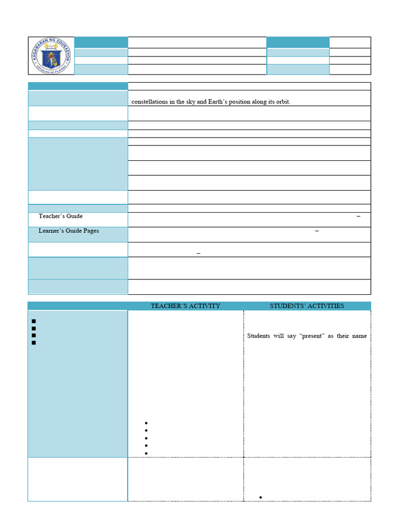7E Lesson Plan: Circumpolar Constellations | PDF | Astronomy ...