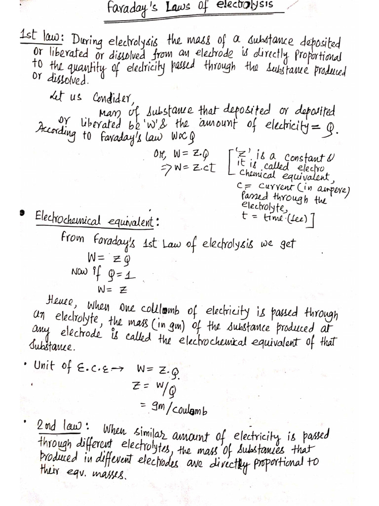 Faraday's Laws of Electrolysis PDF | PDF