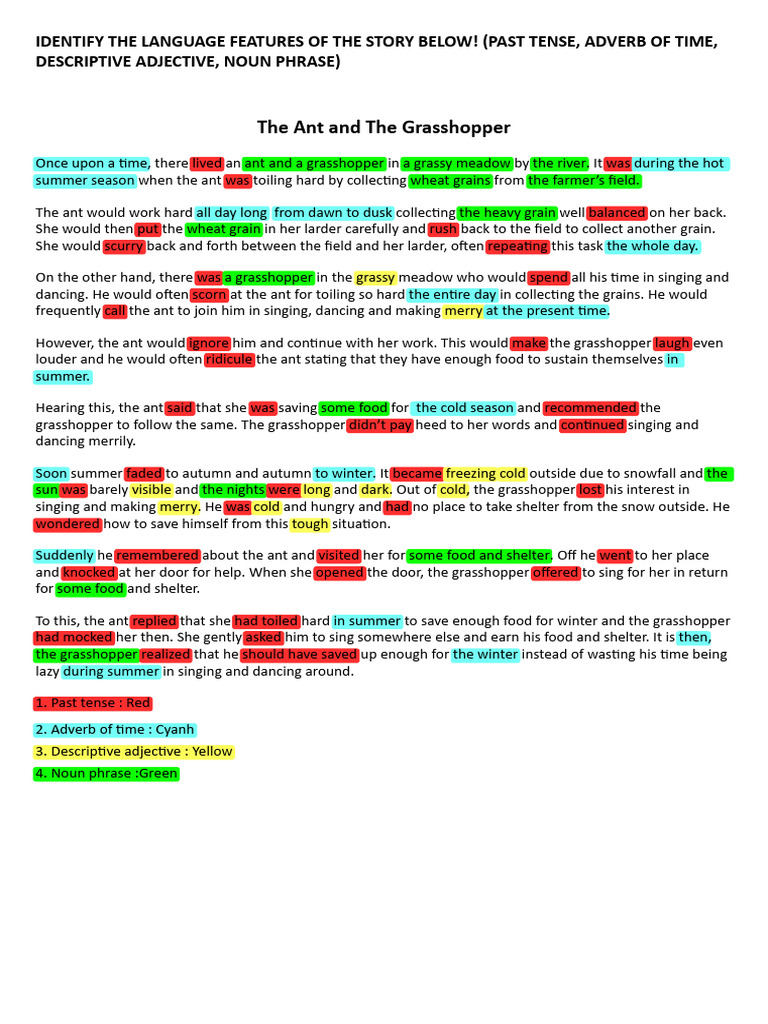 Identify The Language Features of The Story Below - Docx - 20250813 ...