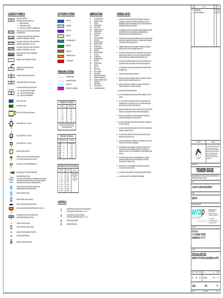 m001 Legend of Symbols and General Notes (t2) | PDF | Duct (Flow ...
