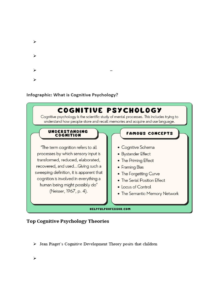 Key Theories in Cognitive Psychology | PDF | Schema (Psychology) | Mind