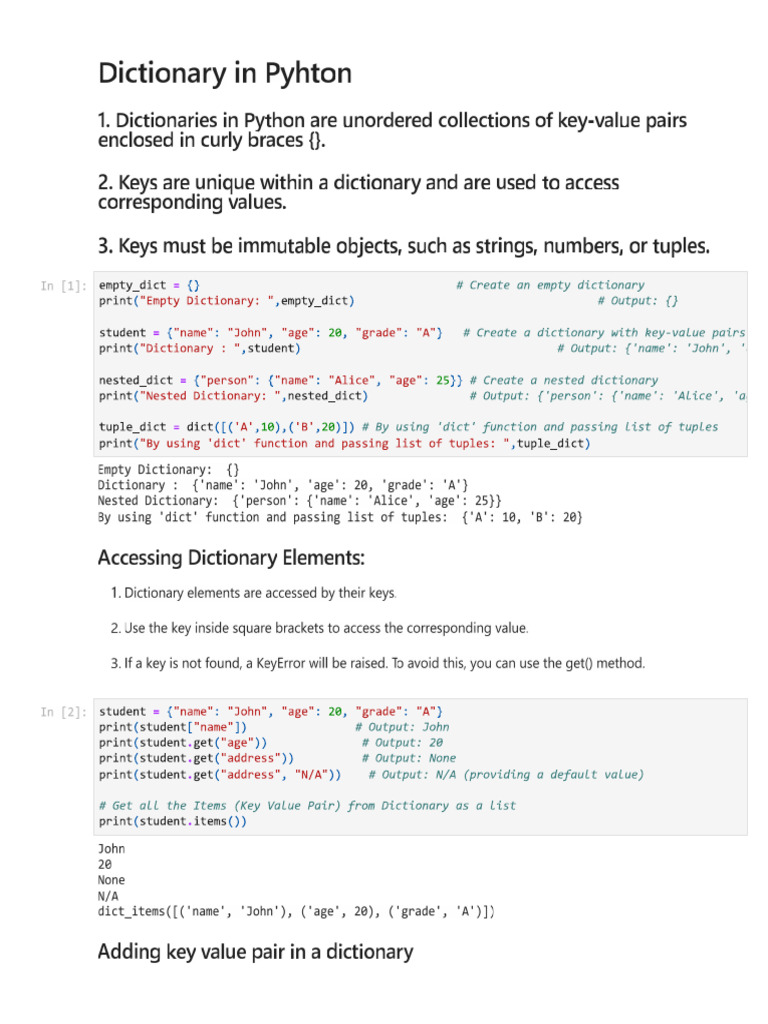 05. Dictionary in Python | PDF