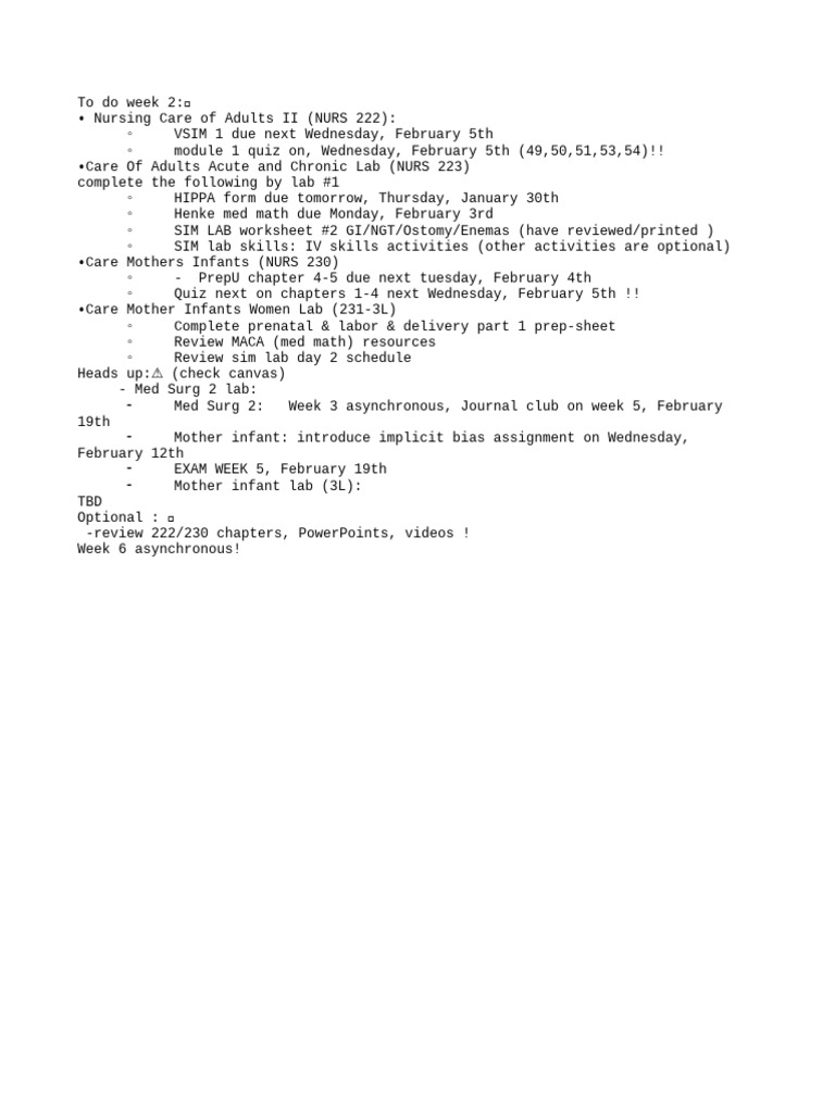To Do Week 2 | PDF