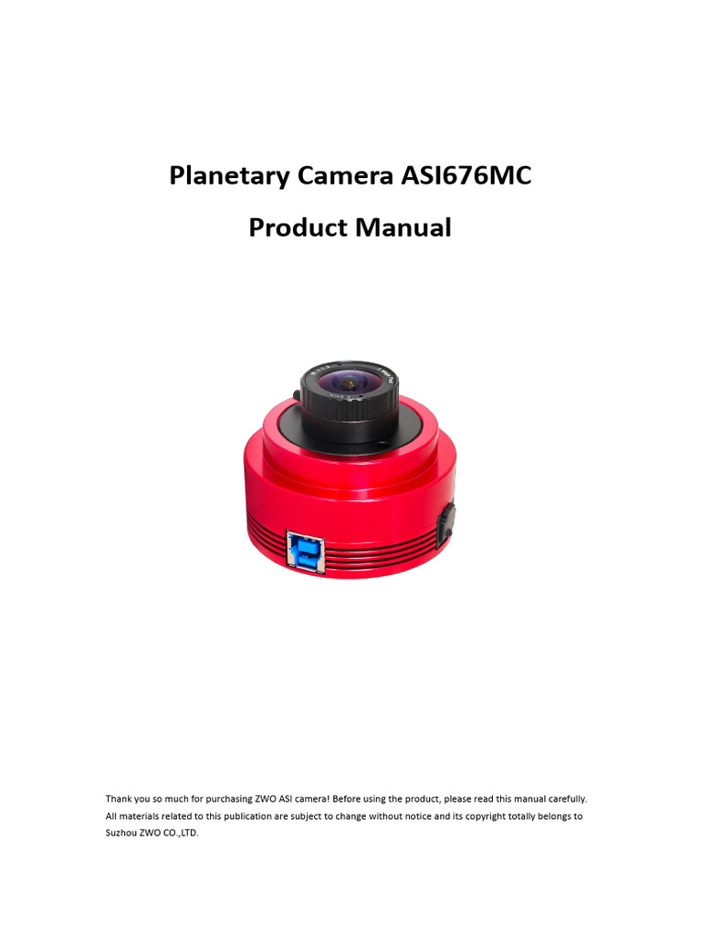 Planetary Camera ASI676MC Product Manual (IMX676) | PDF | Camera ...