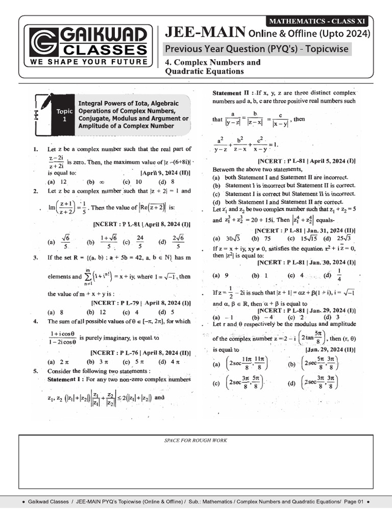 04 Xi-Complex Numbers and Quadratic Equations | PDF