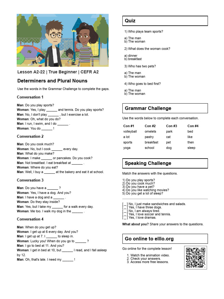 ELLLO A2 22C Determiner Nouns | PDF | Syntax | Grammar