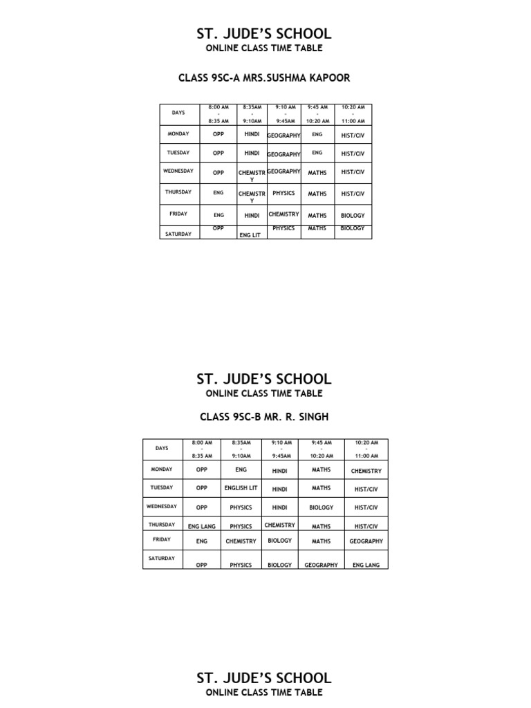 Online Class Timetable (9-12) May 25 | PDF | Natural Sciences | Physical Sciences