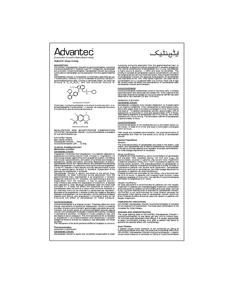 Advantec Tab Leaflet Pakistan | PDF | Clinical Medicine | Pharmacology