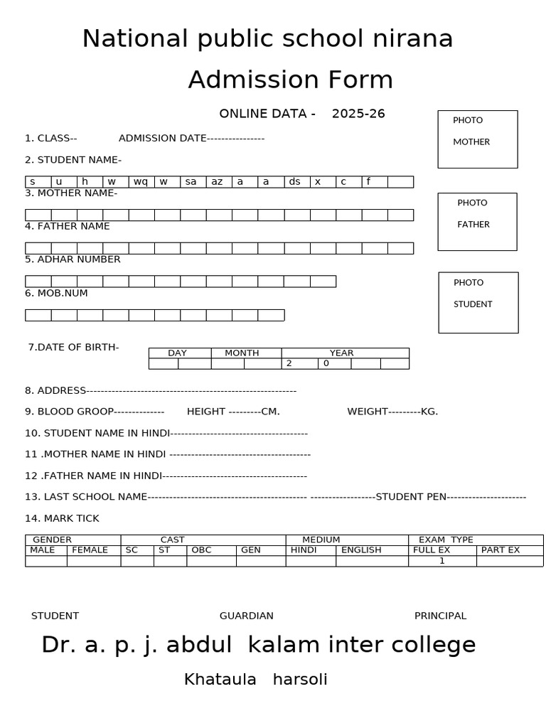 Jamia Form 1to 8 2024-25 | PDF | Chess Theory | Chess