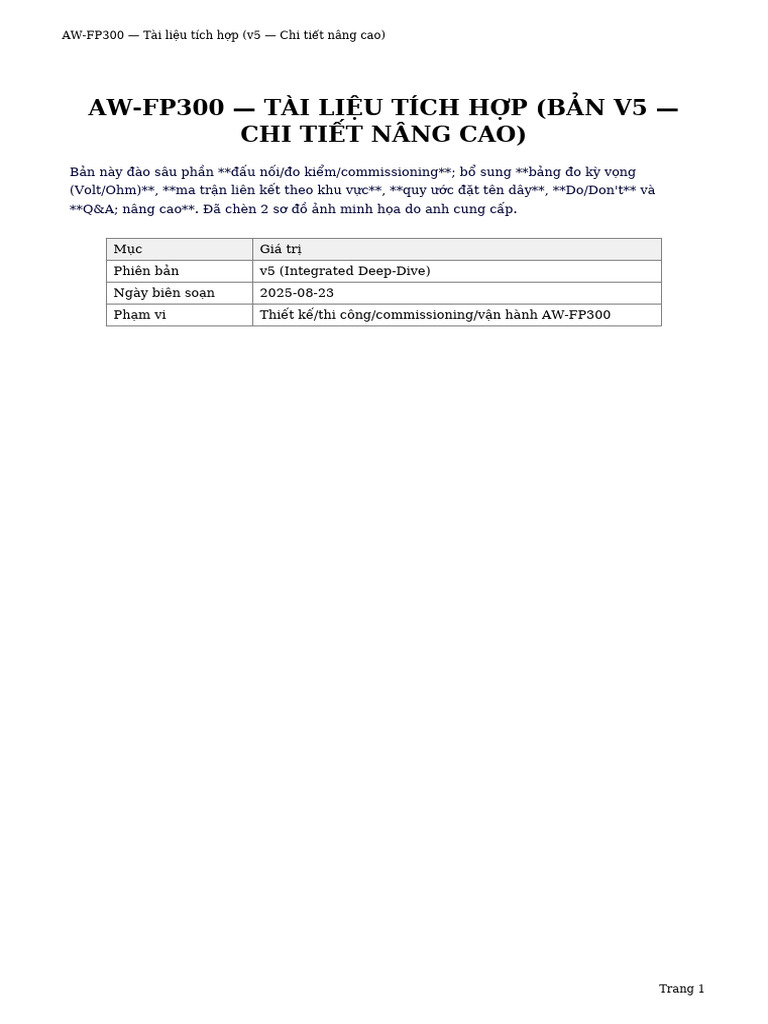 AW-FP300 Integrated Manual v5 | PDF