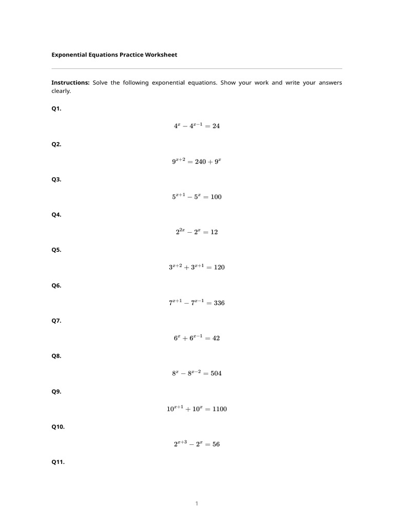 Exponential Eq Practice | PDF