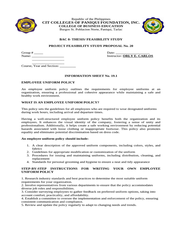 Employee Uniform Policy Proposal | PDF | Employment | Personal ...