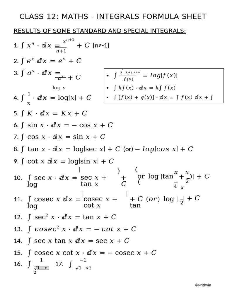 Indefinite Integration Formulas | PDF | Chess Theory | Chess