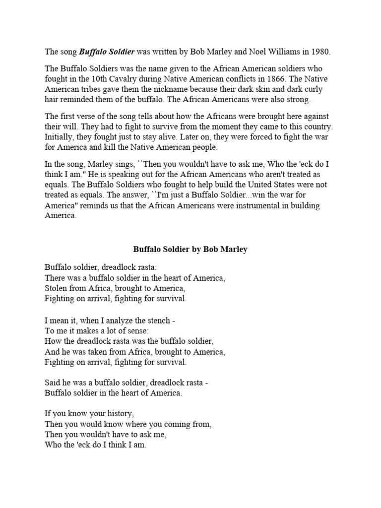 Buffalo Soldier: Bob Marley's Legacy | PDF | Wars Between The United ...