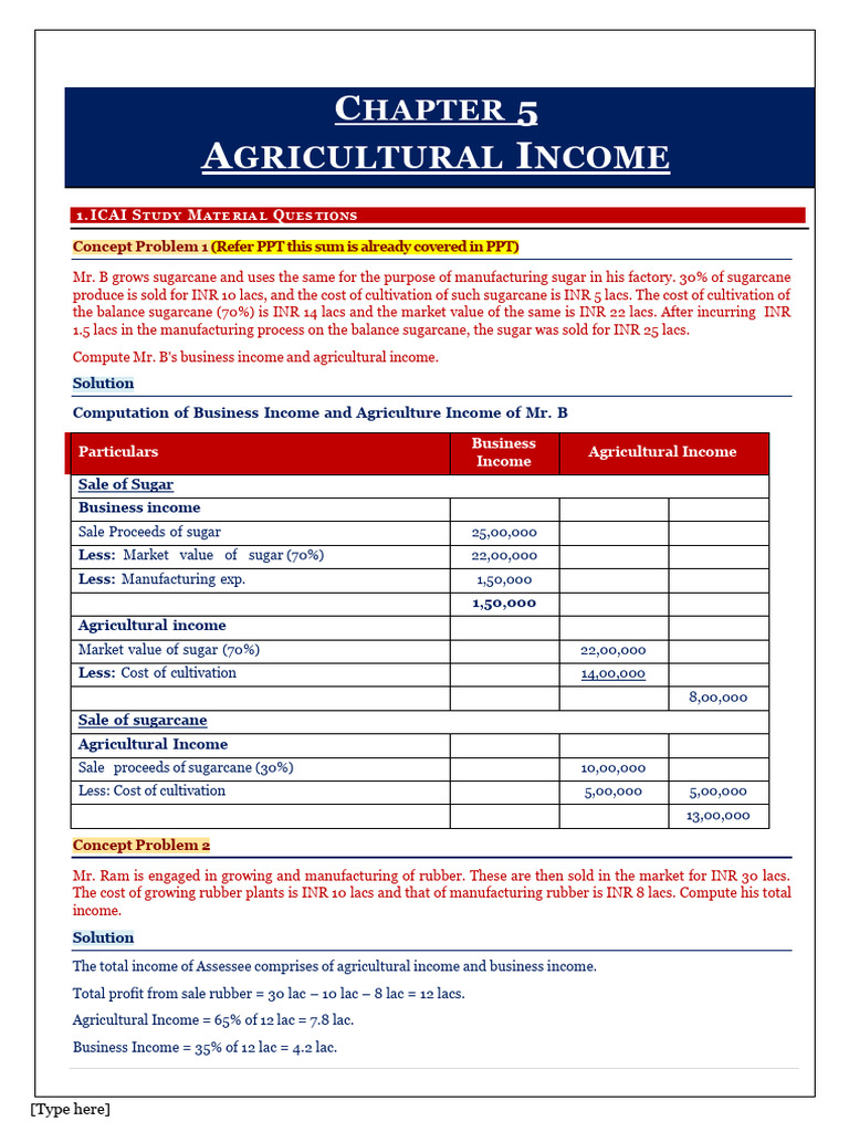 Agricultural Sums | PDF | Income Tax | Taxes