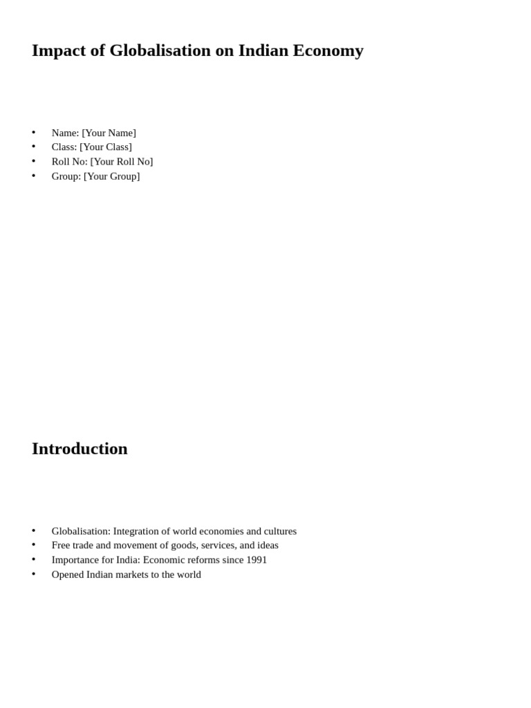 Globalisation's Impact on India's Economy | PDF