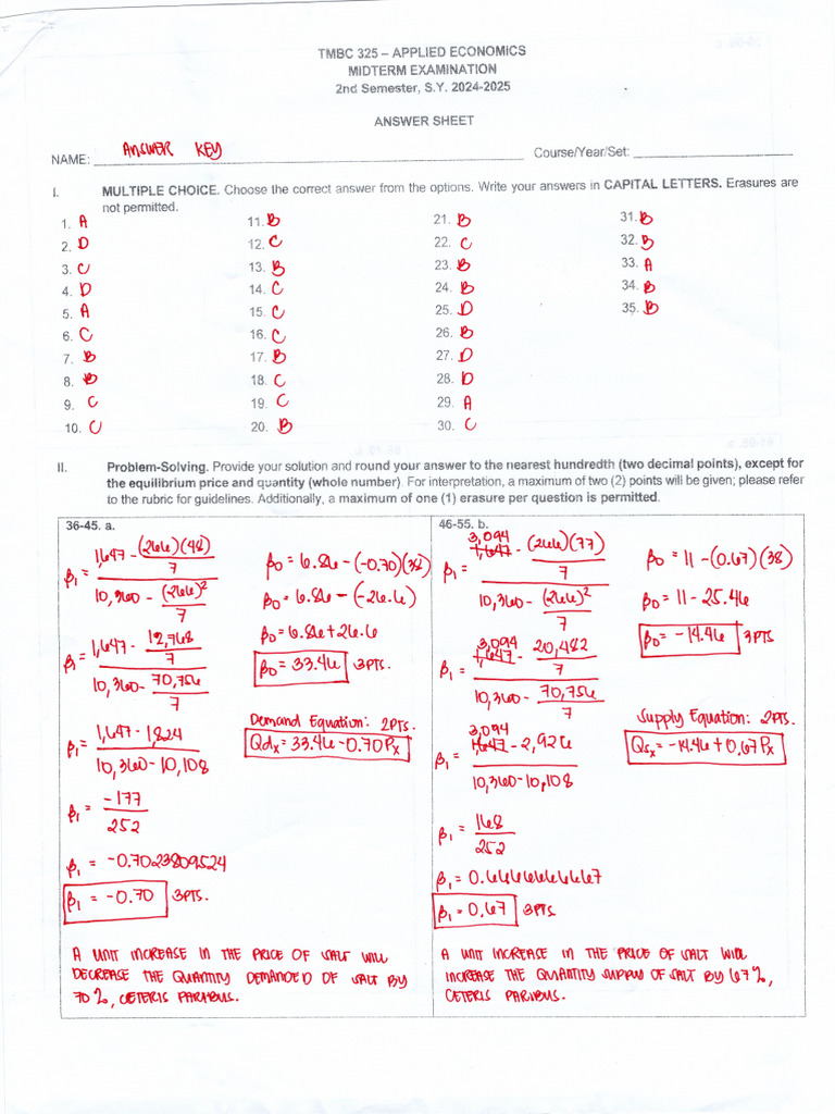 Answer Key TMBC 325 Midterm Exam | PDF
