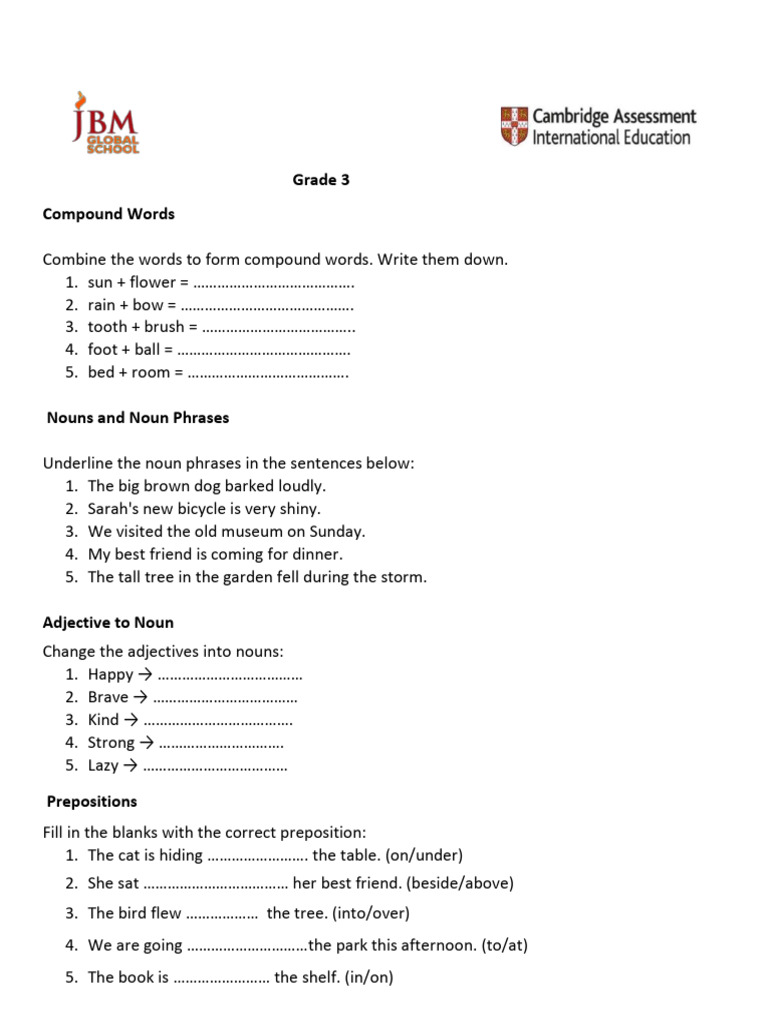 Grade 3 Grammar Ws 2 | PDF