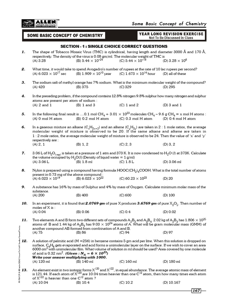 Chemistry Concepts and Calculations | PDF | Mole (Unit) | Molecules