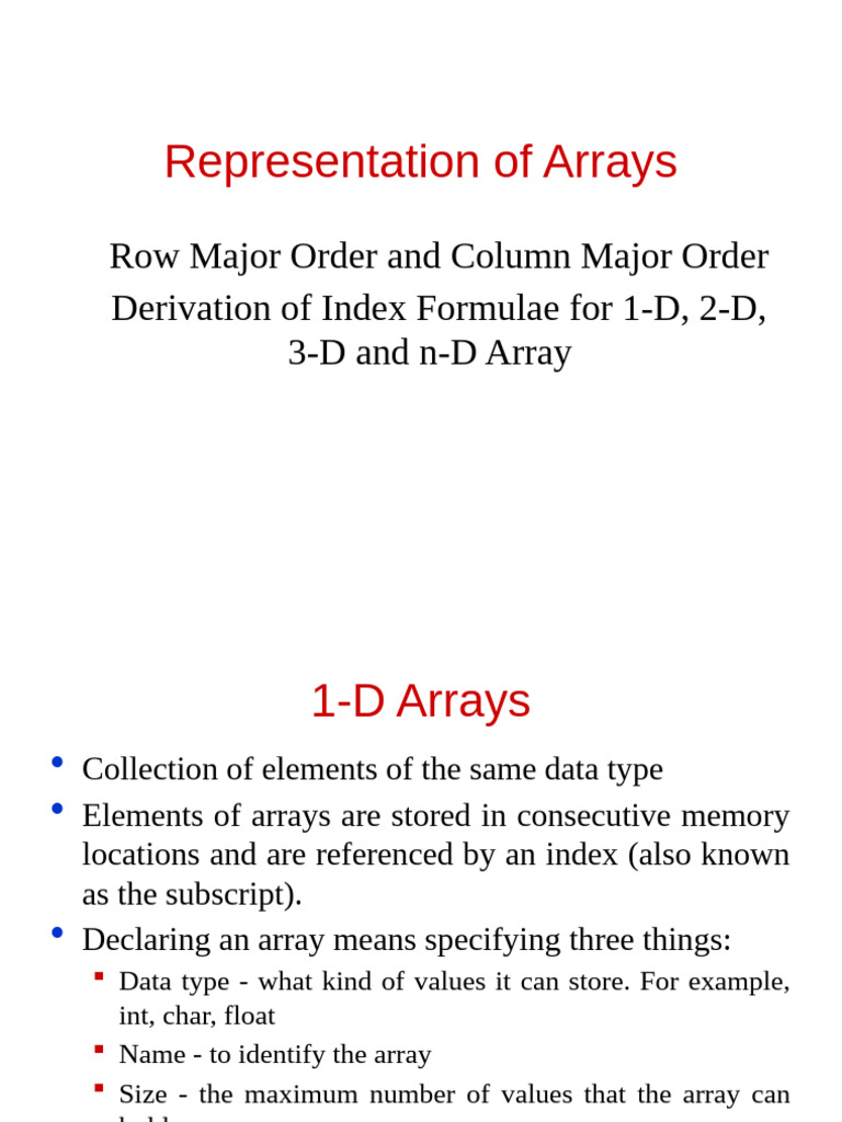 5.representation of Arrays in Memory | PDF | Computer Programming ...
