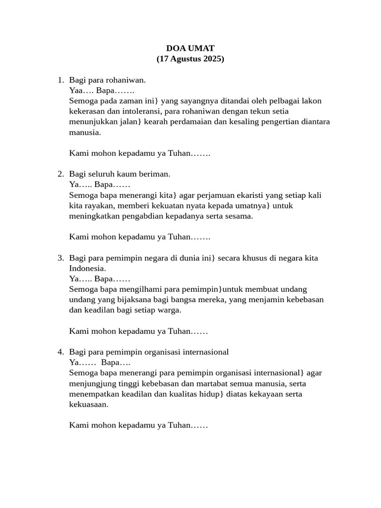 Doa Umat untuk Perdamaian dan Keadilan | PDF