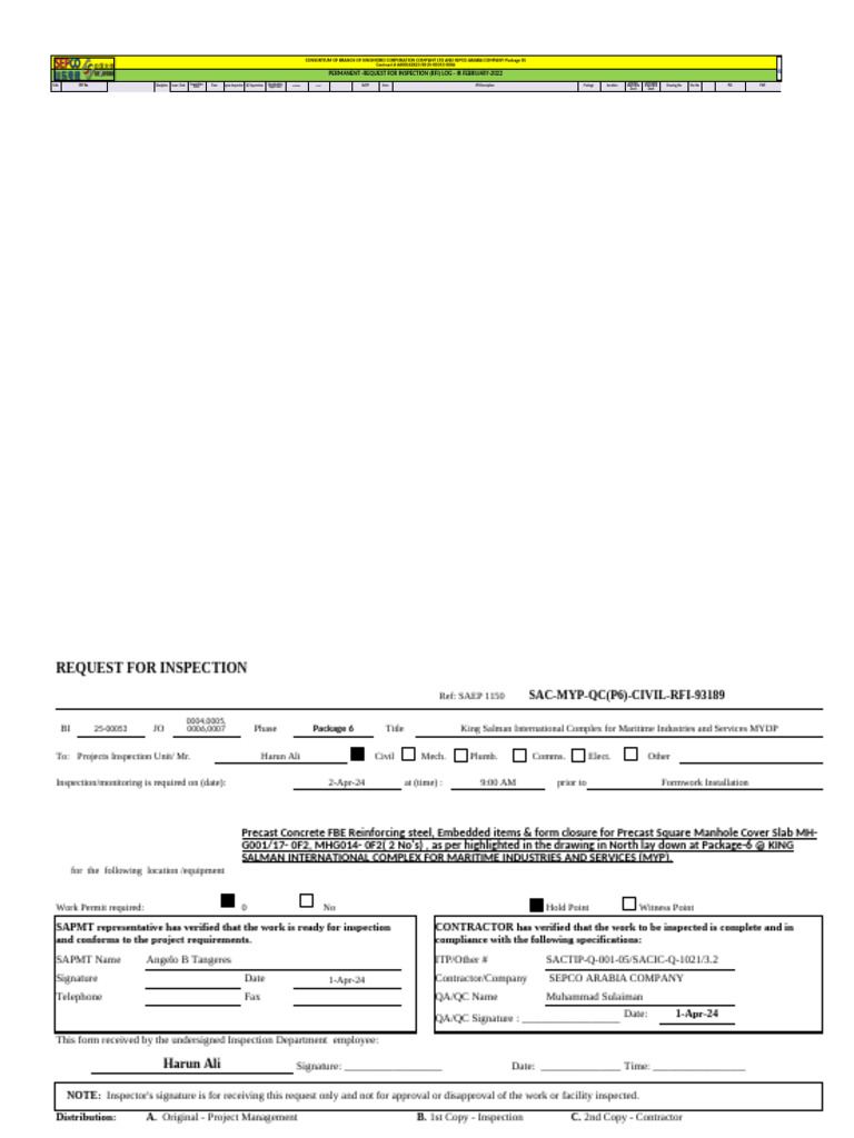 SACIC-Q-1021 Rev 02 Precas FBE Reinforcing Steel and Embs | PDF ...