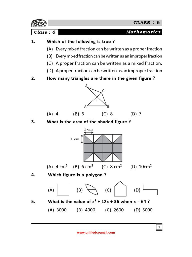 NSTSE Sample-Paper Class-6 | PDF | Water | Atmosphere