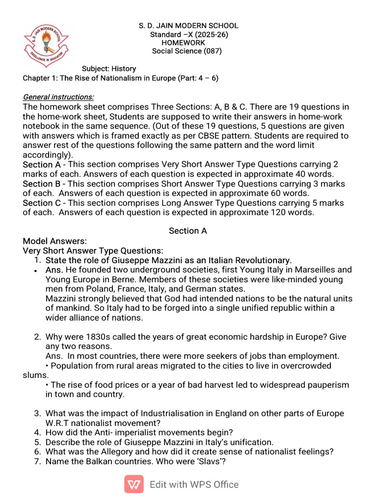 Nationalism in Europe: Homework Guide | PDF