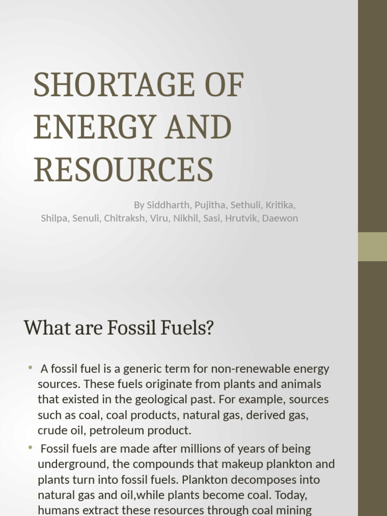 Energy Resource Shortages Explained | PDF | Energy Development | Fossil ...