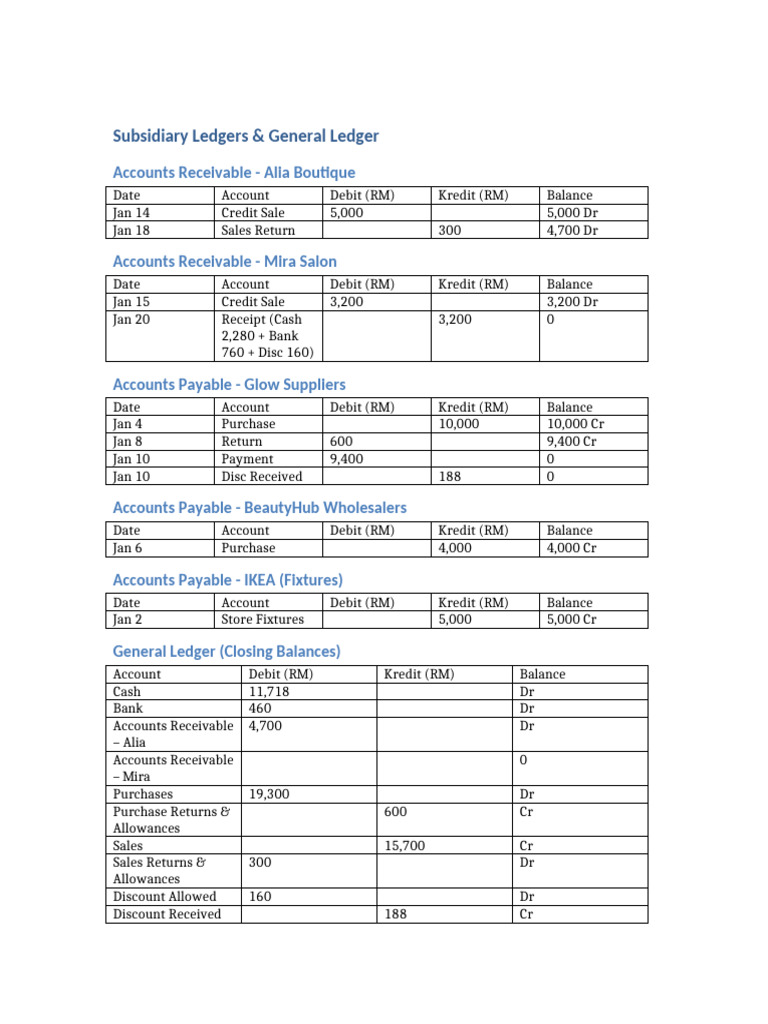 Ledger subsidiary meow accc | PDF | Debits And Credits | Financial ...