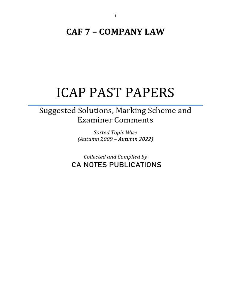 Company Law Past Papers Solutions Guide | PDF | Liquidation | Companies