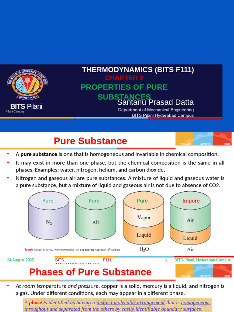 Chapter 2 Pure Substance Behaviour - SPDatta | PDF | Phase (Matter) | Gases