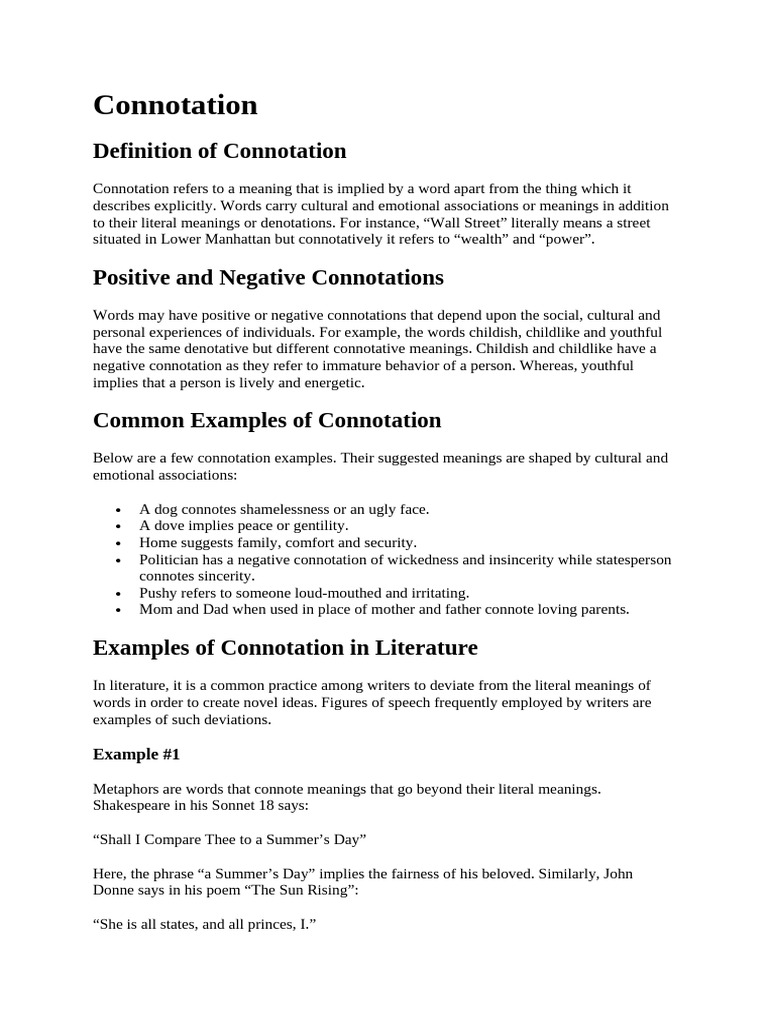Understanding Connotation in Literature | PDF | Connotation | Metaphor