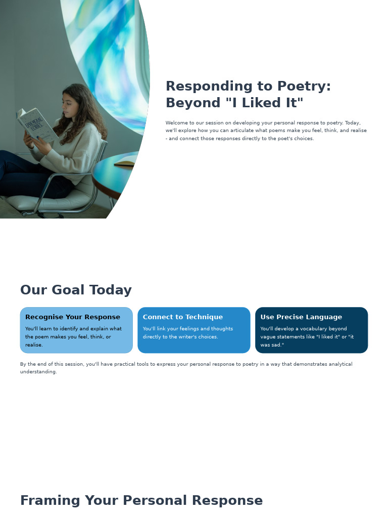 Responding To Poetry Beyond I Liked It | PDF | Poetry | Feeling