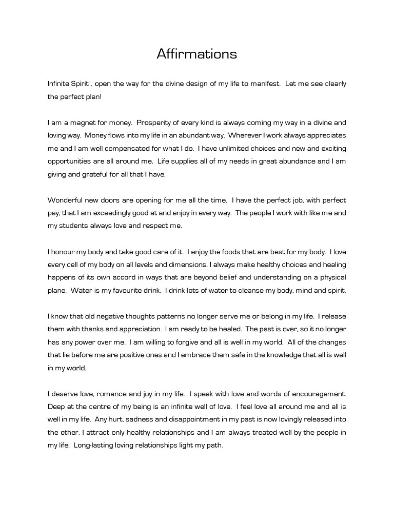 Positive Affirmations for Abundance | PDF