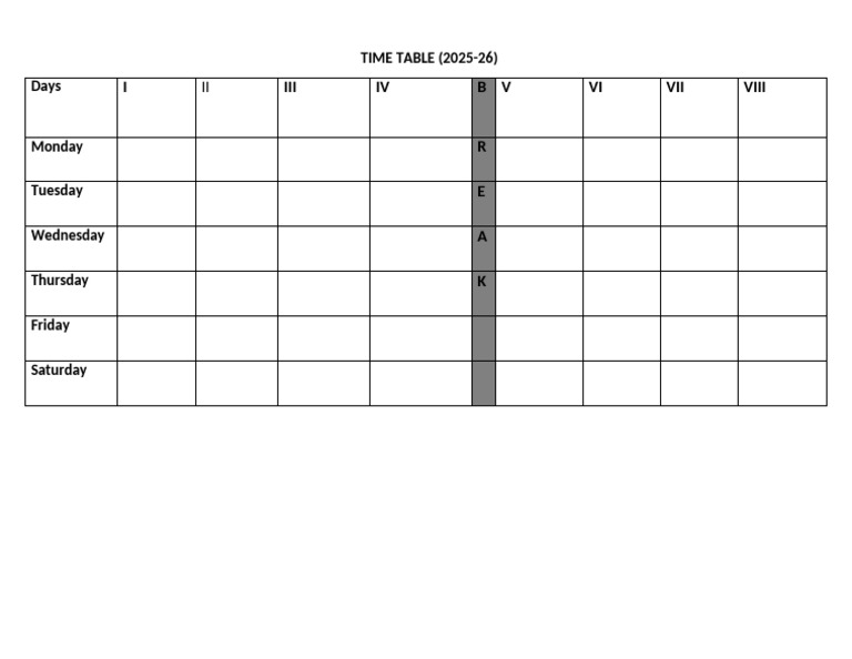 2025-26 Academic Year Time Table | PDF