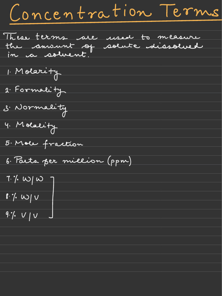 Understanding Concentration Terms in Chemistry | PDF | Concentration ...