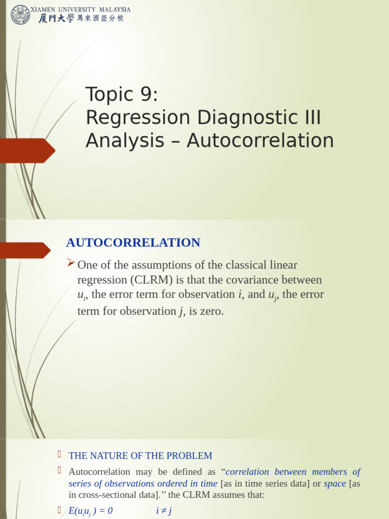 Topic 9 Regression Diagnostic III Analysis Autocorrelation | PDF ...