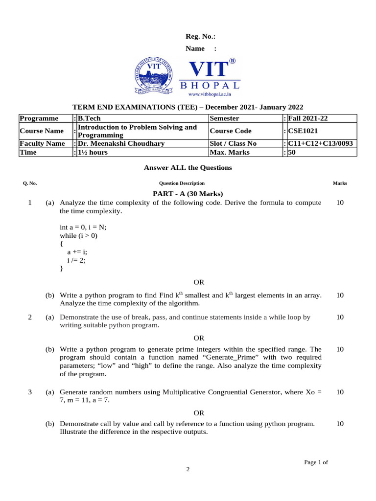 Meenakshi Mam Python Tee | PDF | Time Complexity | Parameter (Computer ...