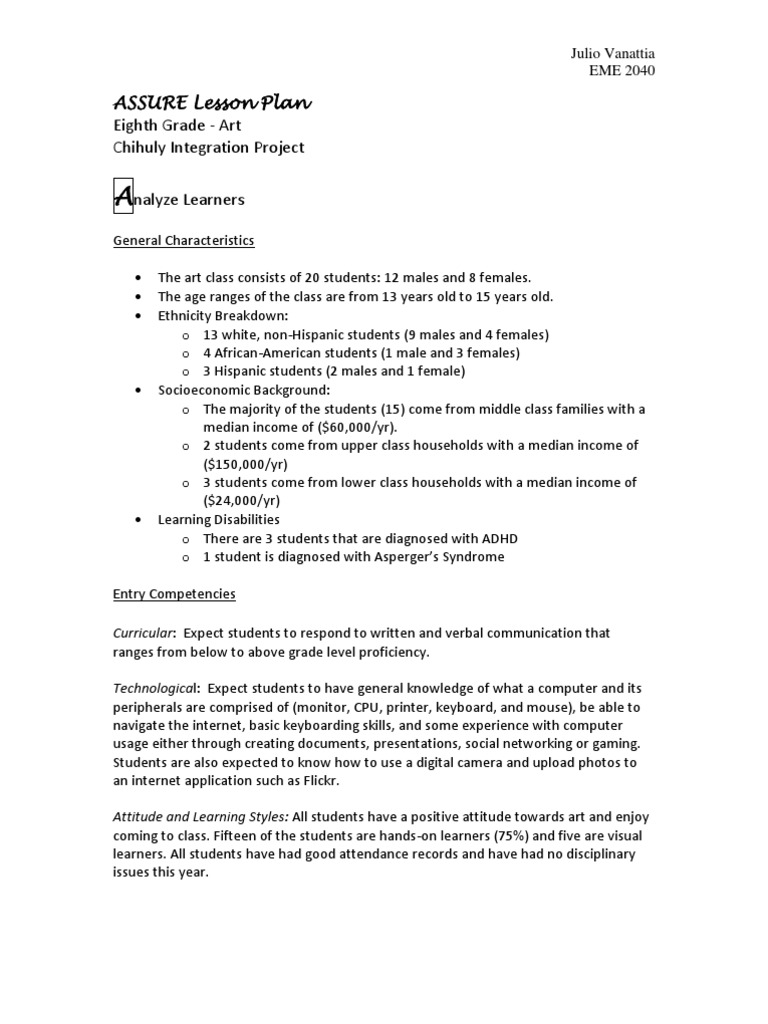 8th Grade Art Class Lesson Plan with Technology Integration | Lesson ...