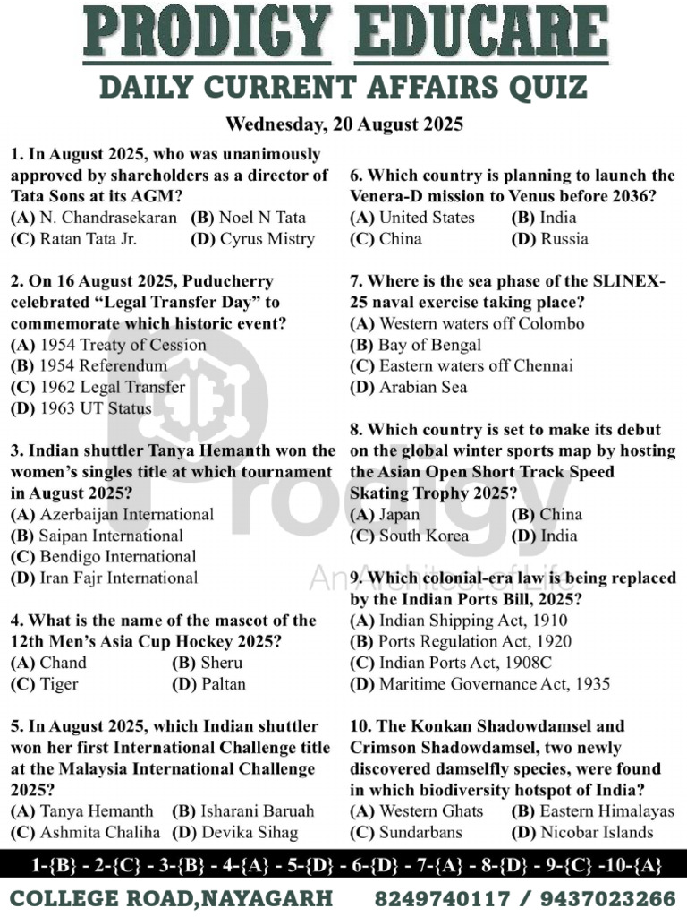 20 Aug 25 Prodigy Educare | PDF