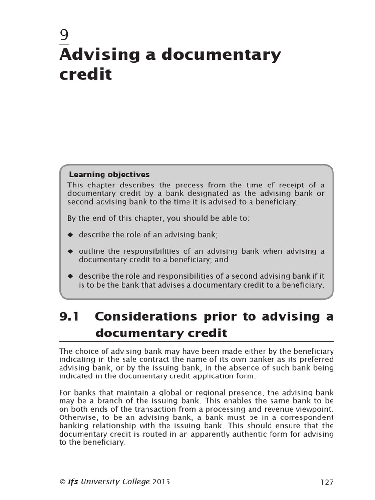 9 Advising LC | PDF | Banks | Letter Of Credit