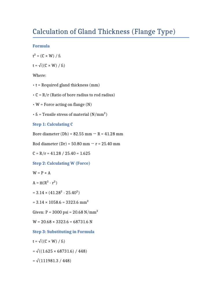 Gland Thickness Calculation | PDF