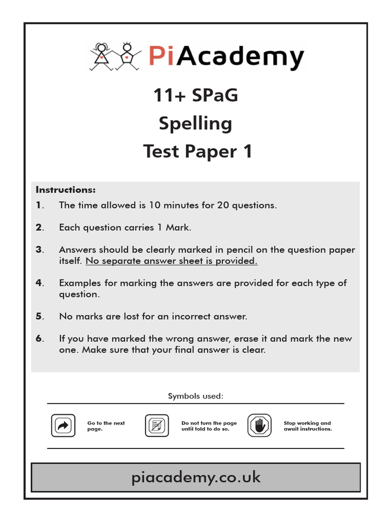 11+ SPaG Spelling Test Paper 1 | PDF