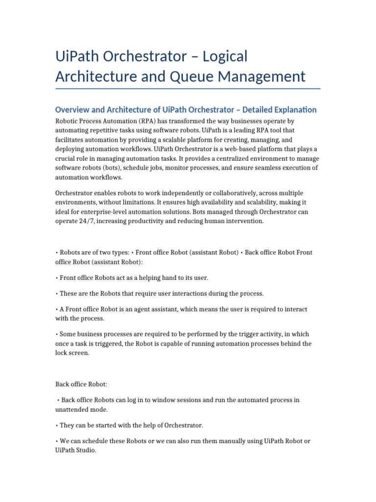 UiPath Orchestrator Architecture Overview | PDF | Automation | Database ...