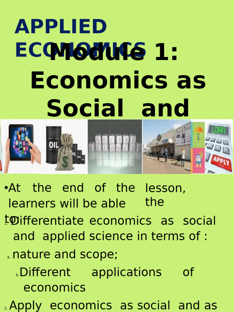 Economics as Social and Applied Science | PDF | Economics | Economic Growth