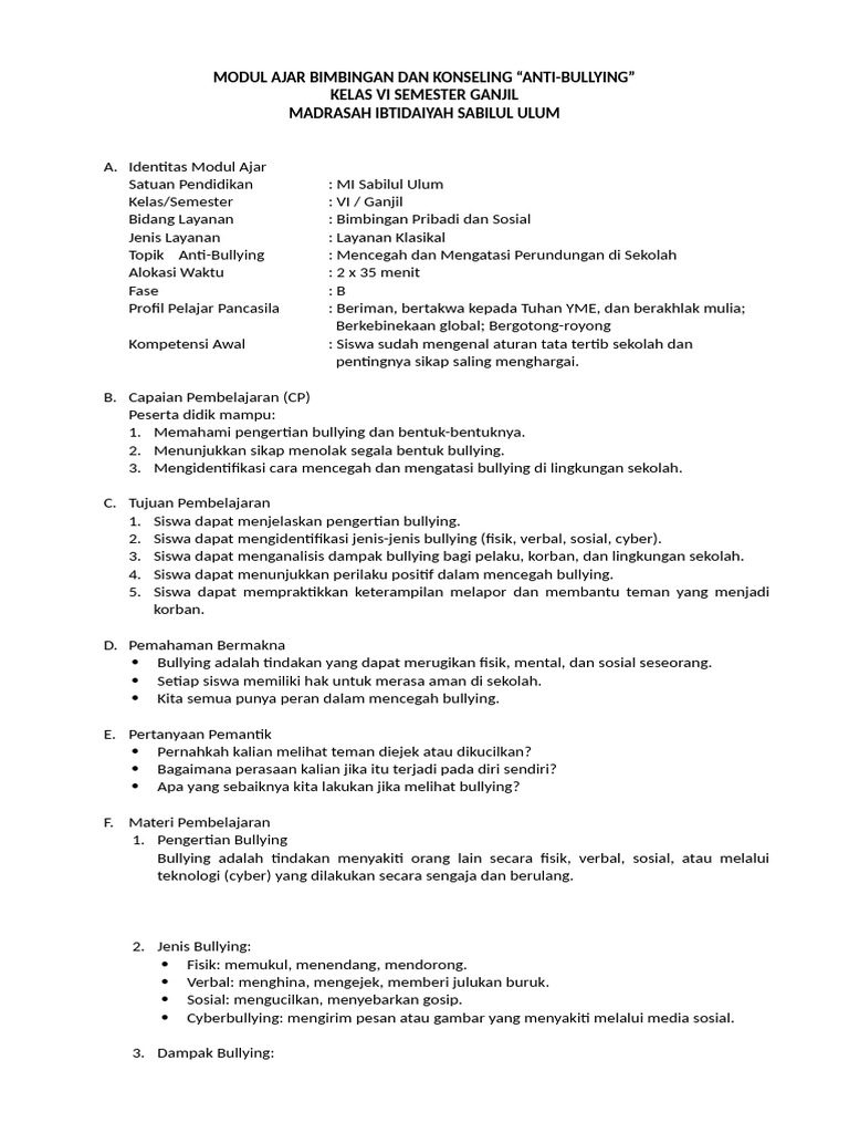 Modul Ajar Bimbingan Dan Konseling | PDF