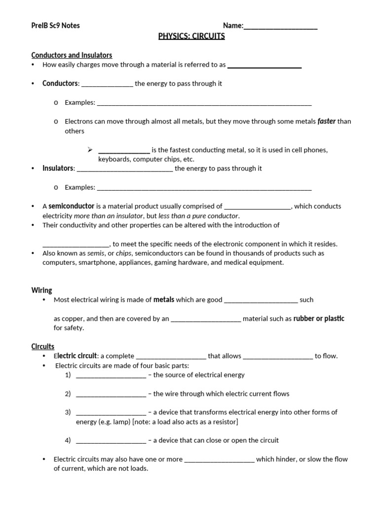 Physics Notes: Circuits Overview | PDF | Electric Current | Electrical ...