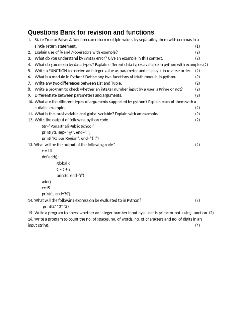 Class XII CS Question Bank | PDF